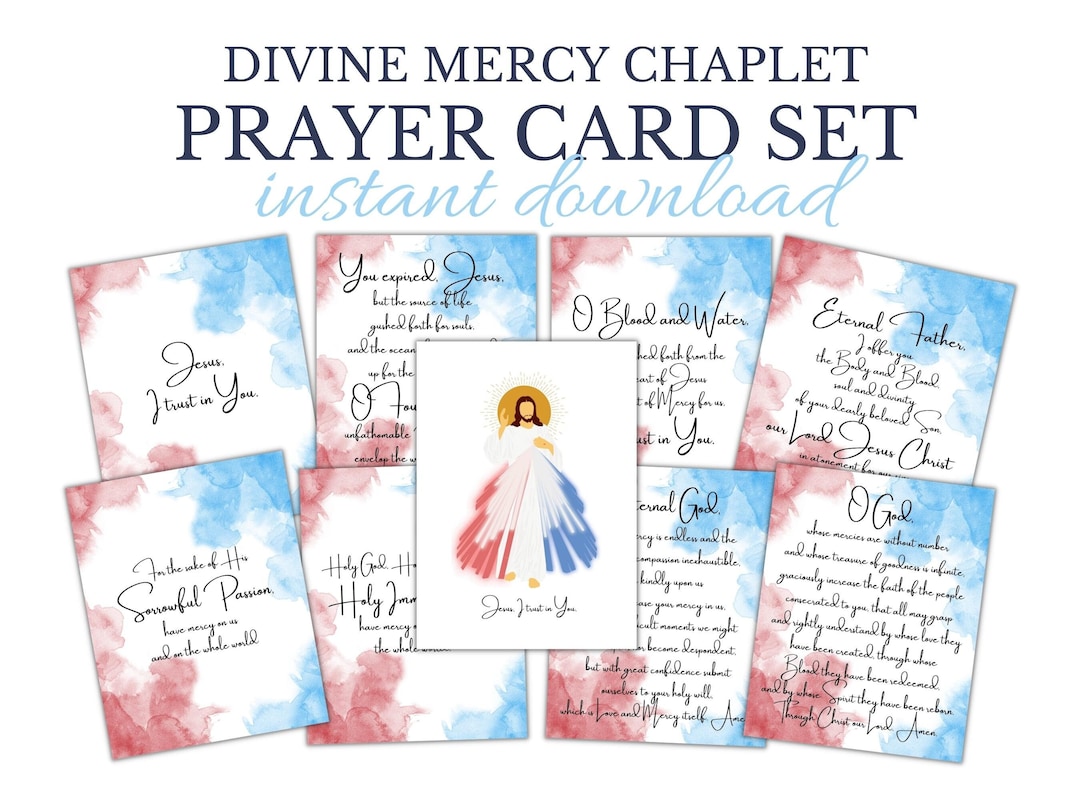 Divine Mercy Chaplet Prayer Cards, Catholic Printable, St Faustina ...