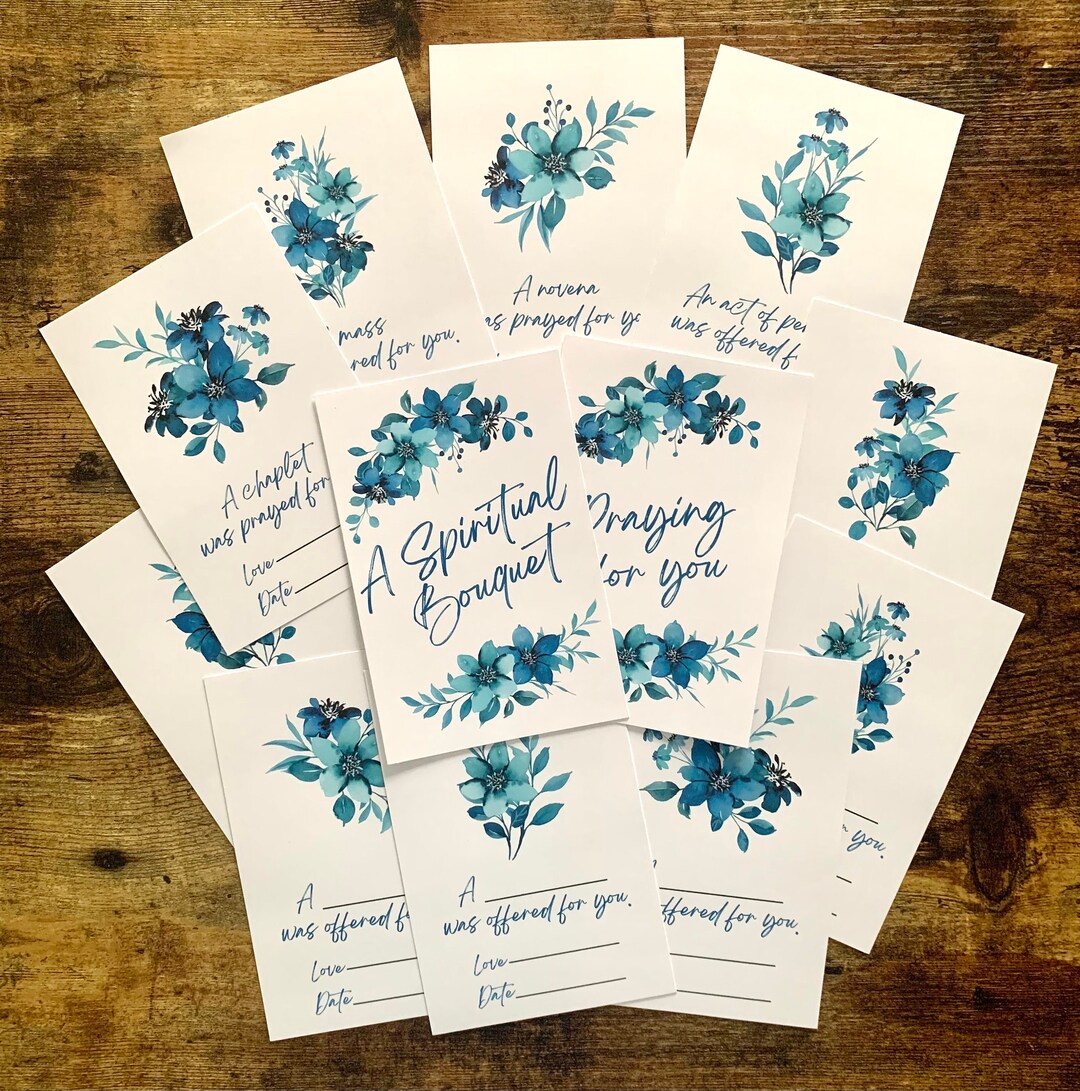 Spiritual Bouquet Catholic Prayer Card Set Mass Intention Cards ...