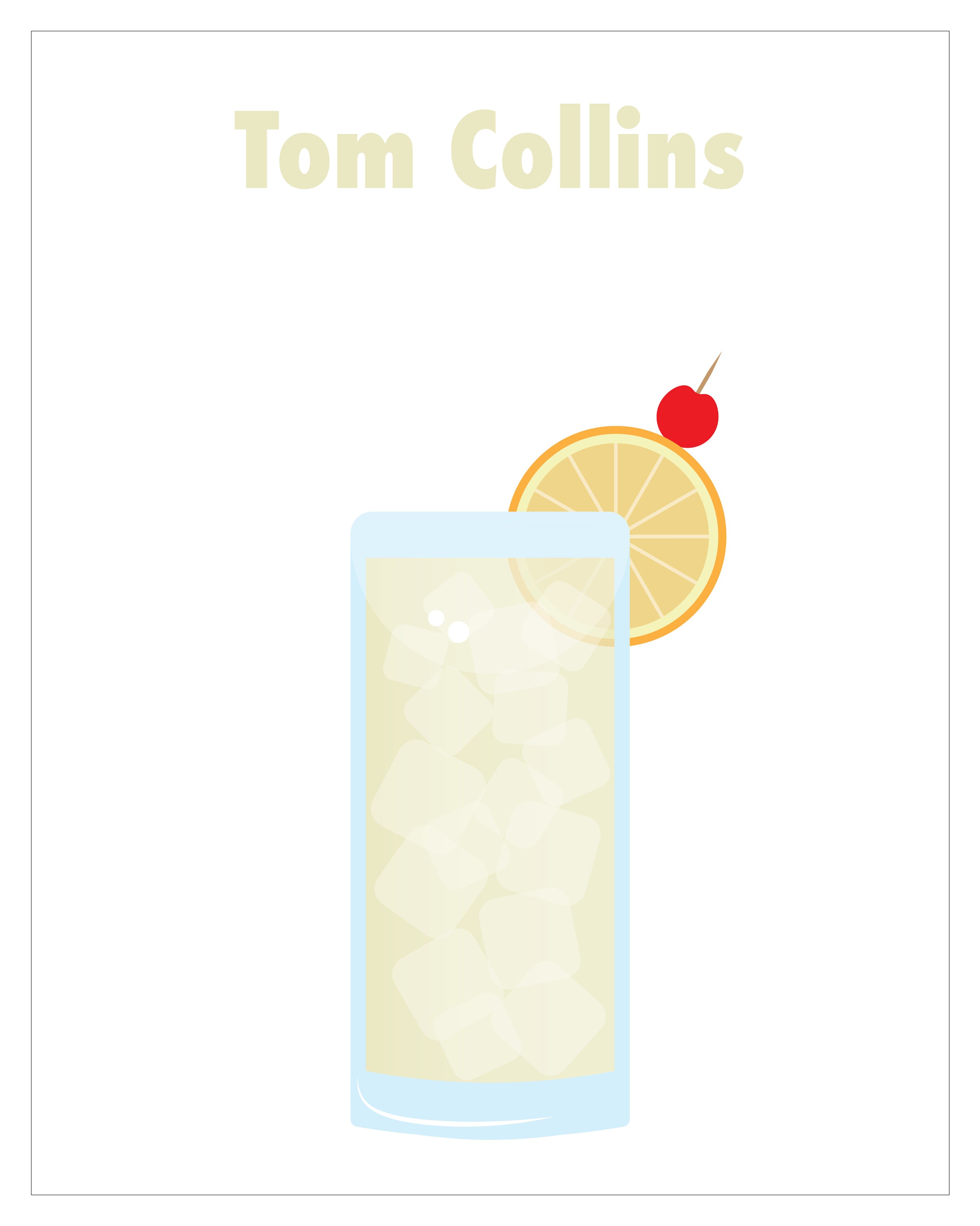 Tom Collins Cocktail Poster Digital Download - Etsy UK
