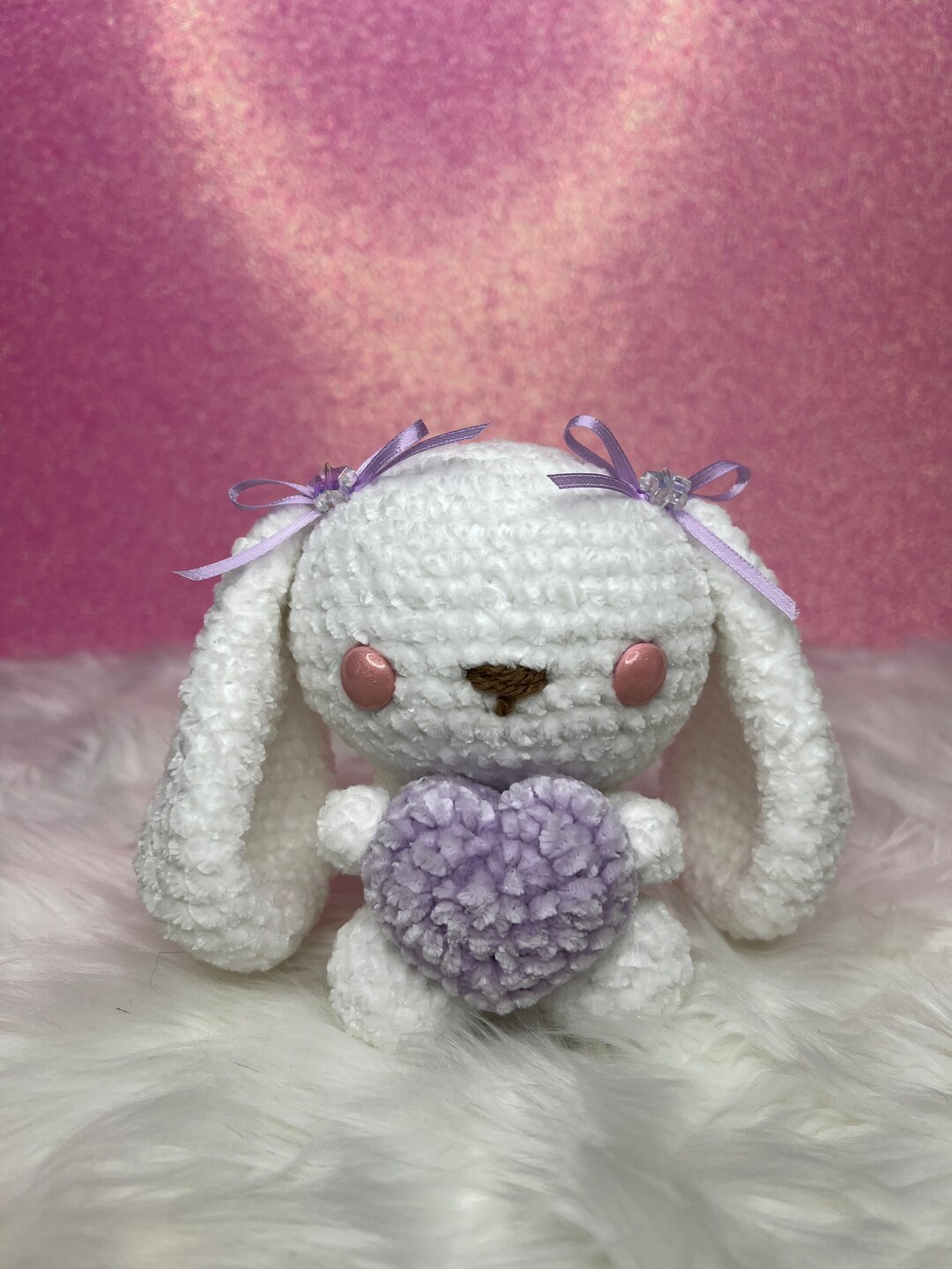 Coquette Bunny Plush Toy | Crochet Kawaii Rabbit Plushie Handmade ...