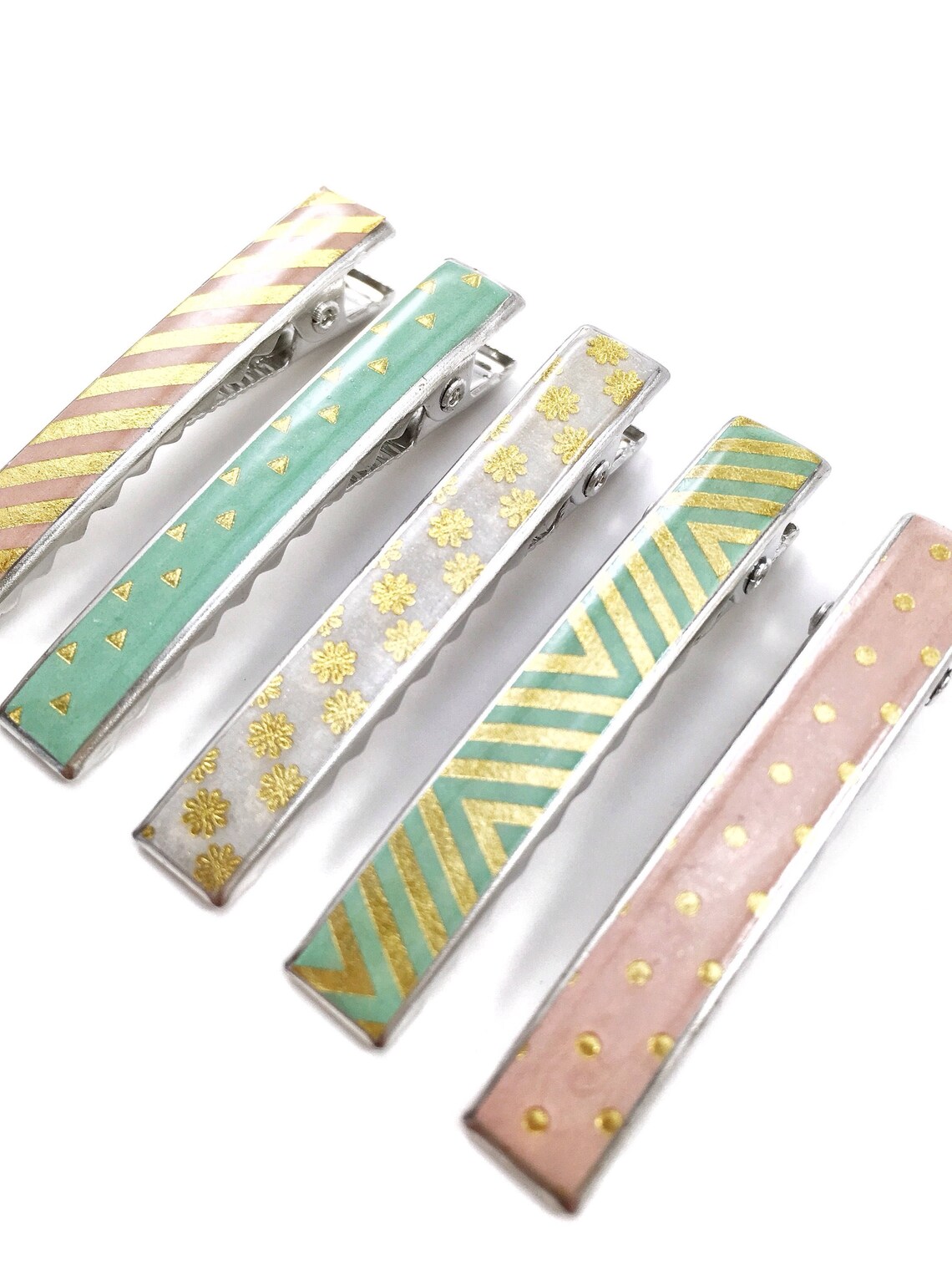 Gold and Pastel Alligator Hair Clips Set of 5 Pastel Hair | Etsy