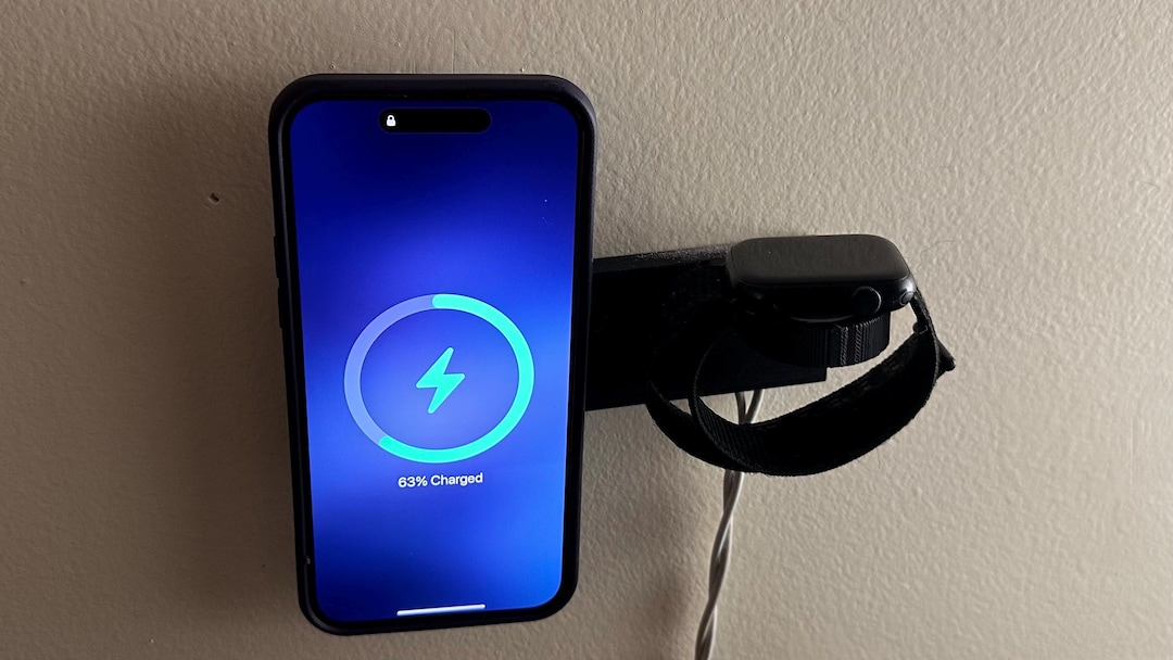 IPhone and Apple Watch Wall Mounted Charging Stand - Etsy