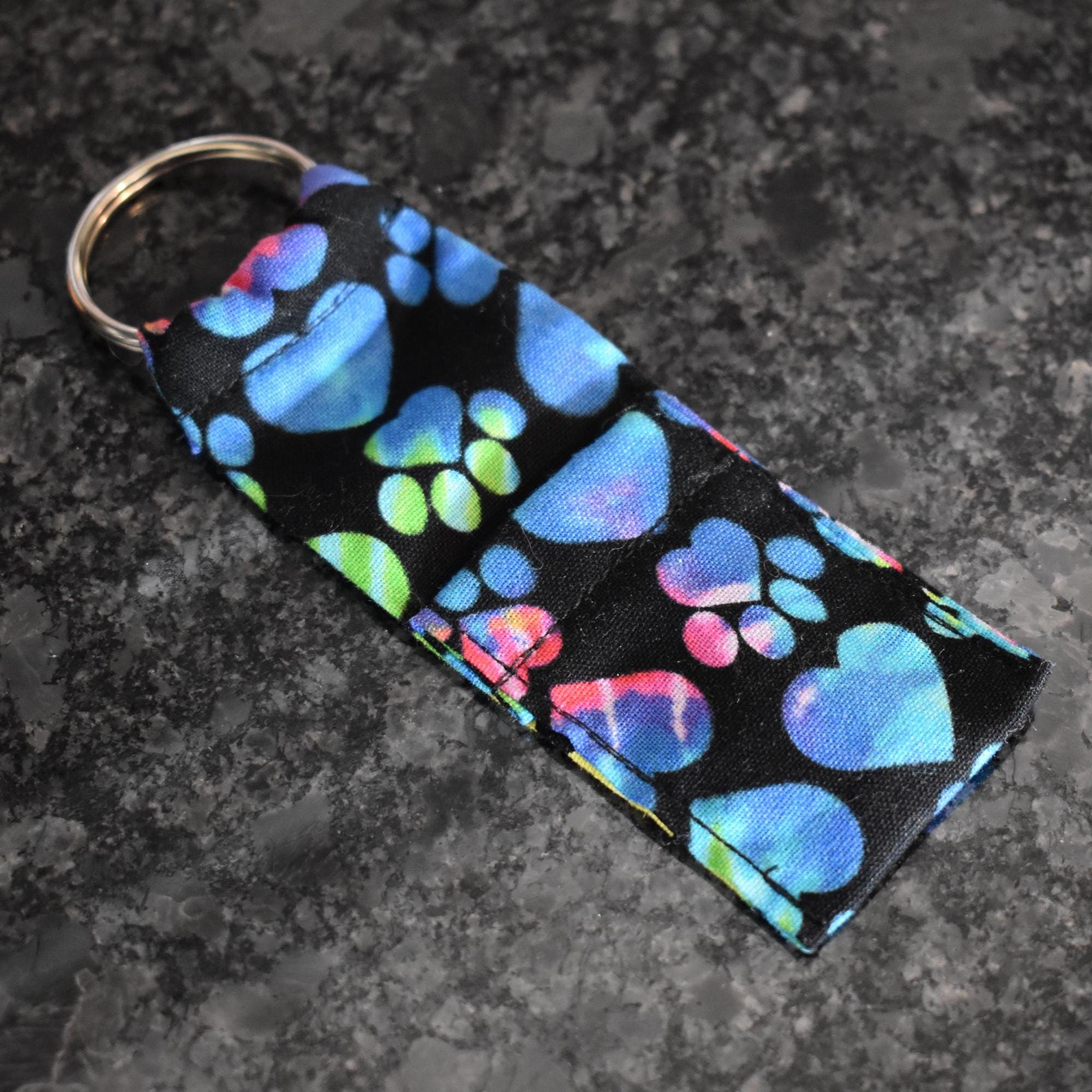 Rainbow Paw Print Chapstick Holder Keychain: Cotton Travel Pouch - Etsy