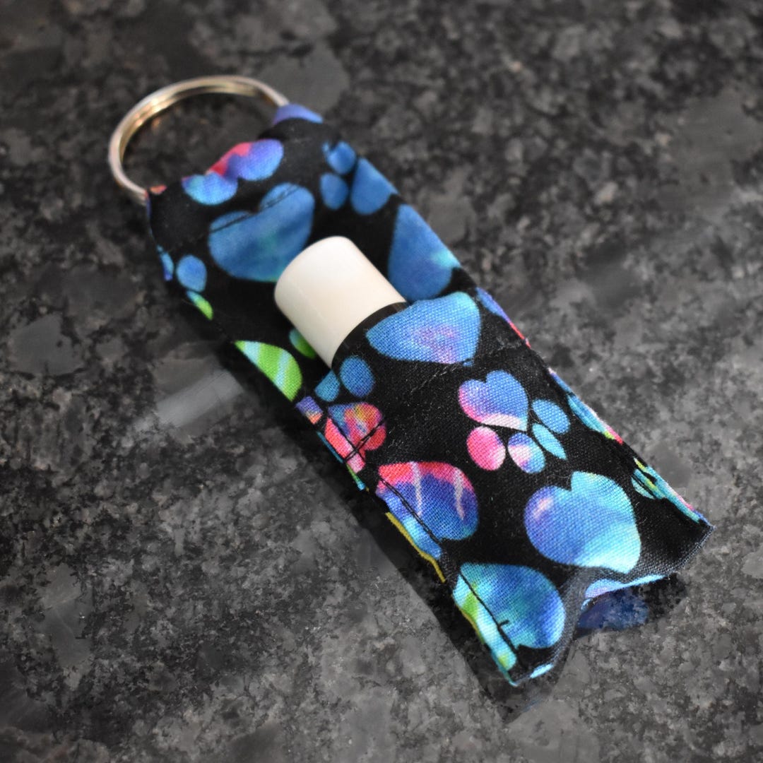 Rainbow Paw Print Chapstick Holder Keychain: Cotton Travel Pouch - Etsy