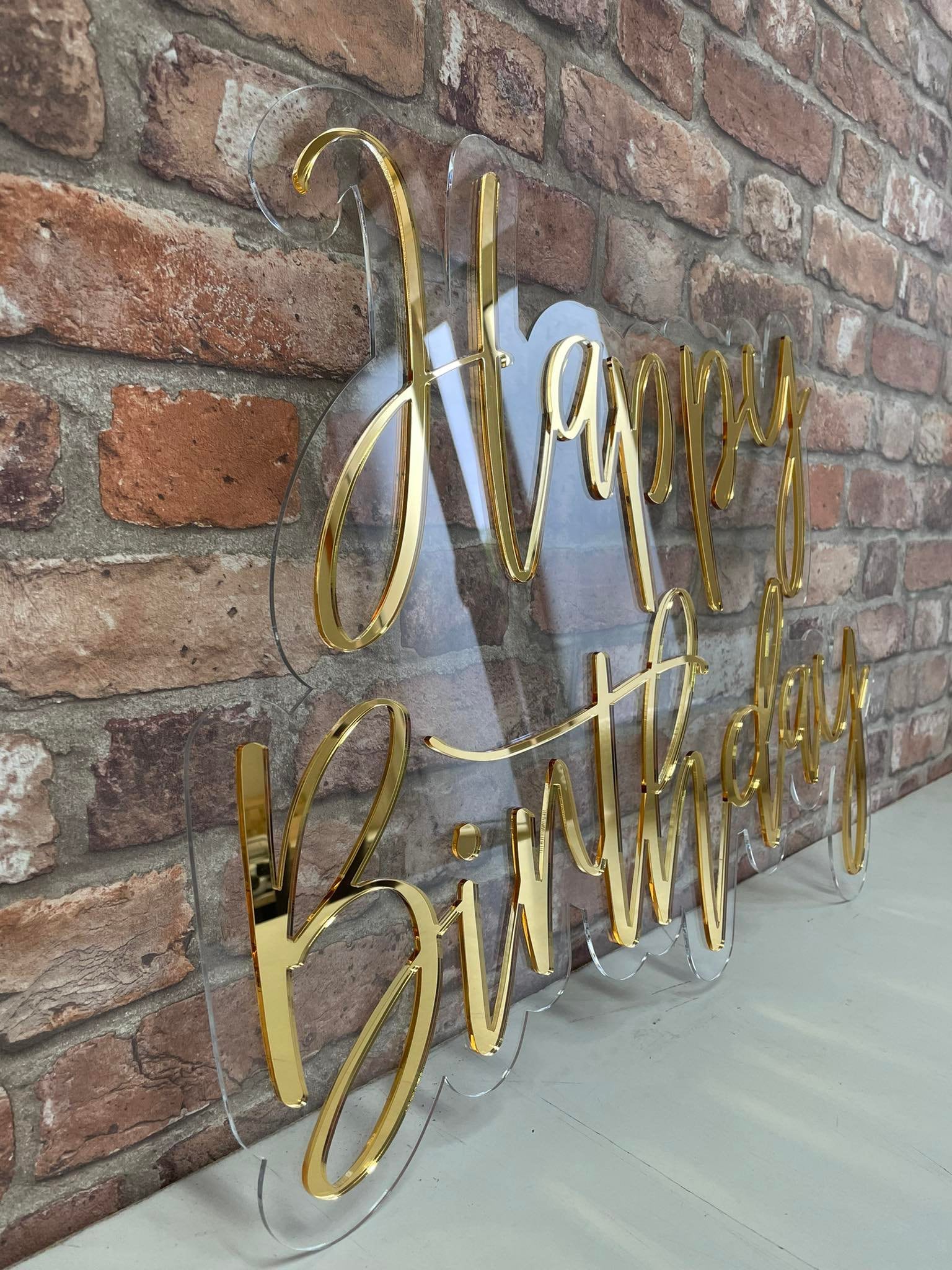 Happy Birthday Acrylic Sign, Happy Birthday, Gold Mirror Sign, Happy ...