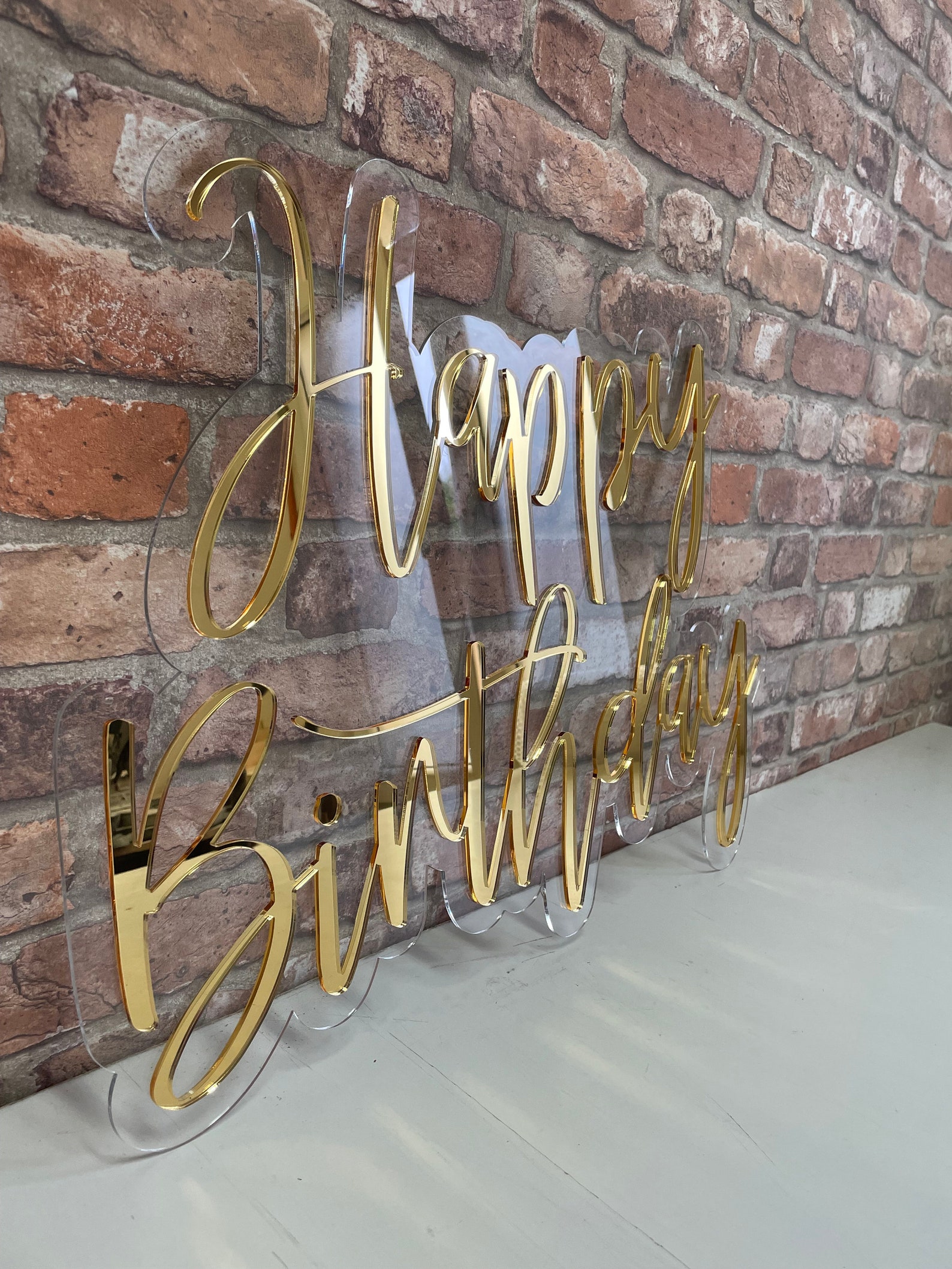 Happy Birthday Acrylic Sign, Happy Birthday, Gold Mirror Sign, Happy ...
