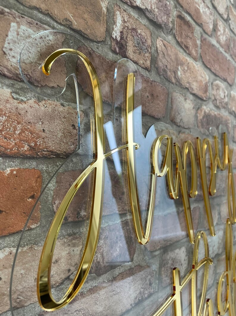 Happy Birthday Acrylic Sign, Happy Birthday, Gold Mirror Sign, Happy ...
