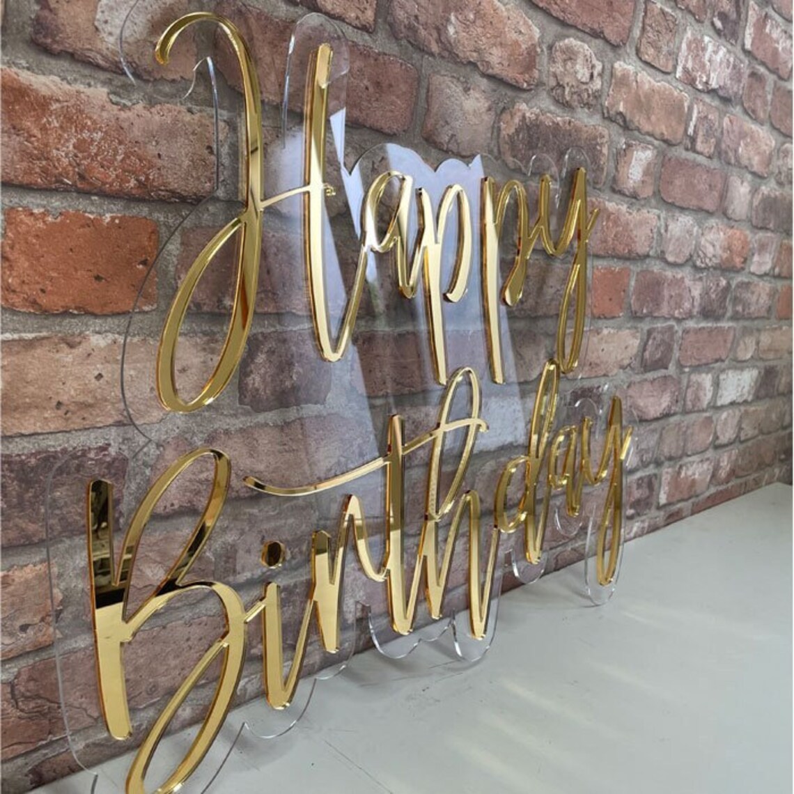 Happy Birthday Acrylic Sign, Happy Birthday, Gold Mirror Sign, Happy ...