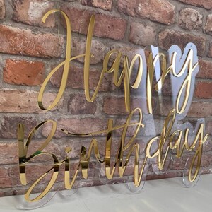 Happy Birthday Acrylic Sign, Happy Birthday, Gold Mirror Sign, Happy ...