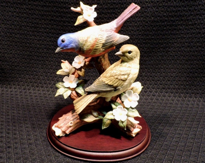 Vintage Home Interiors Homco Morning Encounter PAINTED BUNTINGS Birds ...