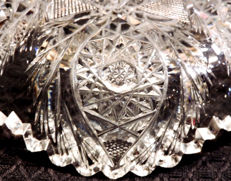 ABP Wheel Cut Glass Hobstar Wrapped With Wheat Crosshatching - Etsy