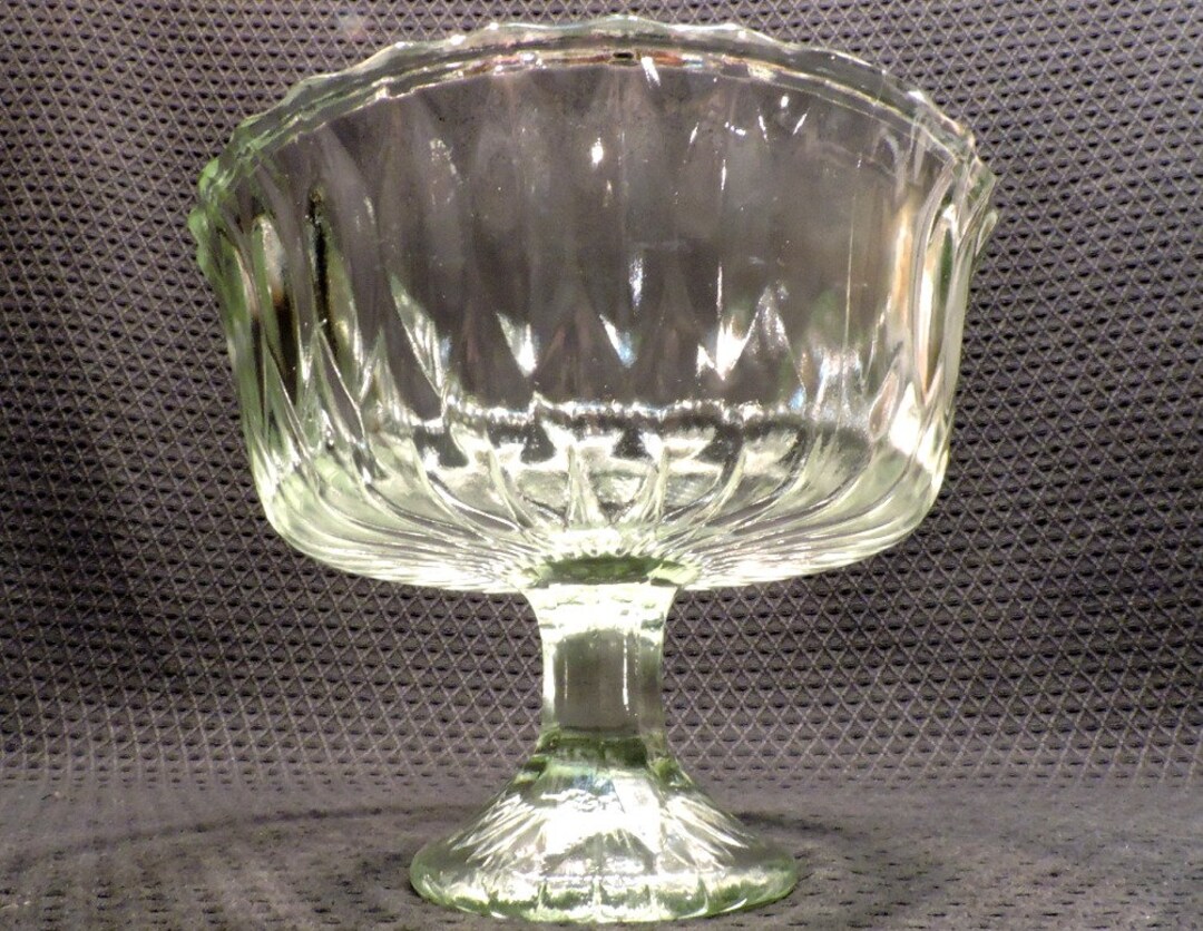 Vintage 1970's Clear Glass Hoosier Compote With Pedestal Base HG 4052 4 ...