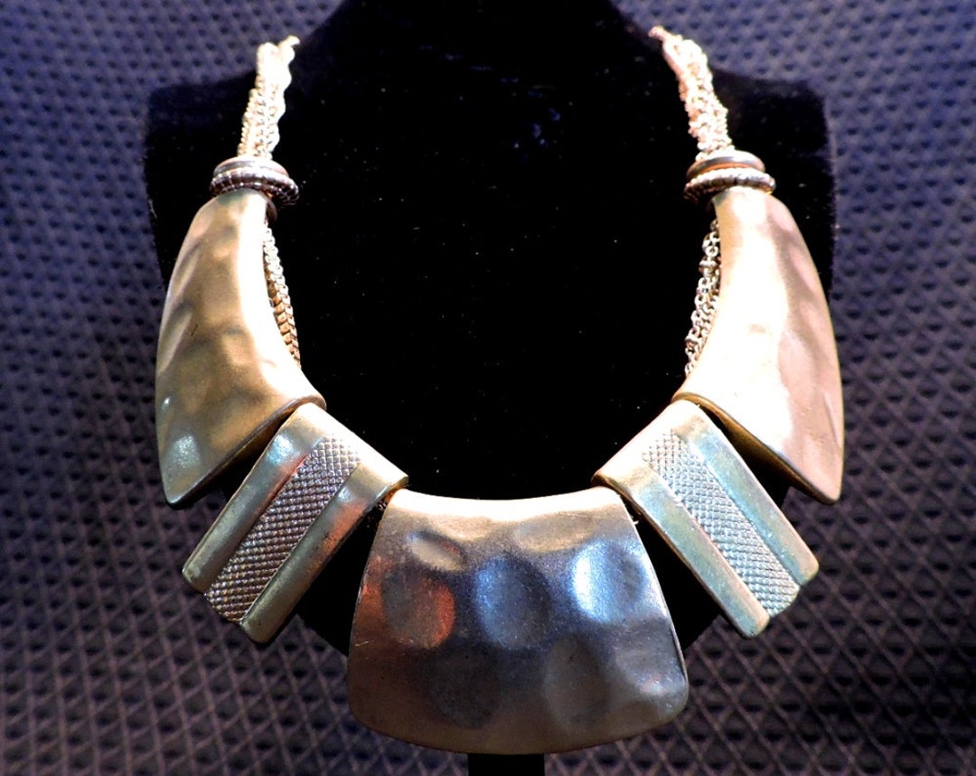 A 19 Inch Gold Tone 5 Stands of Chain With Hammered & - Etsy