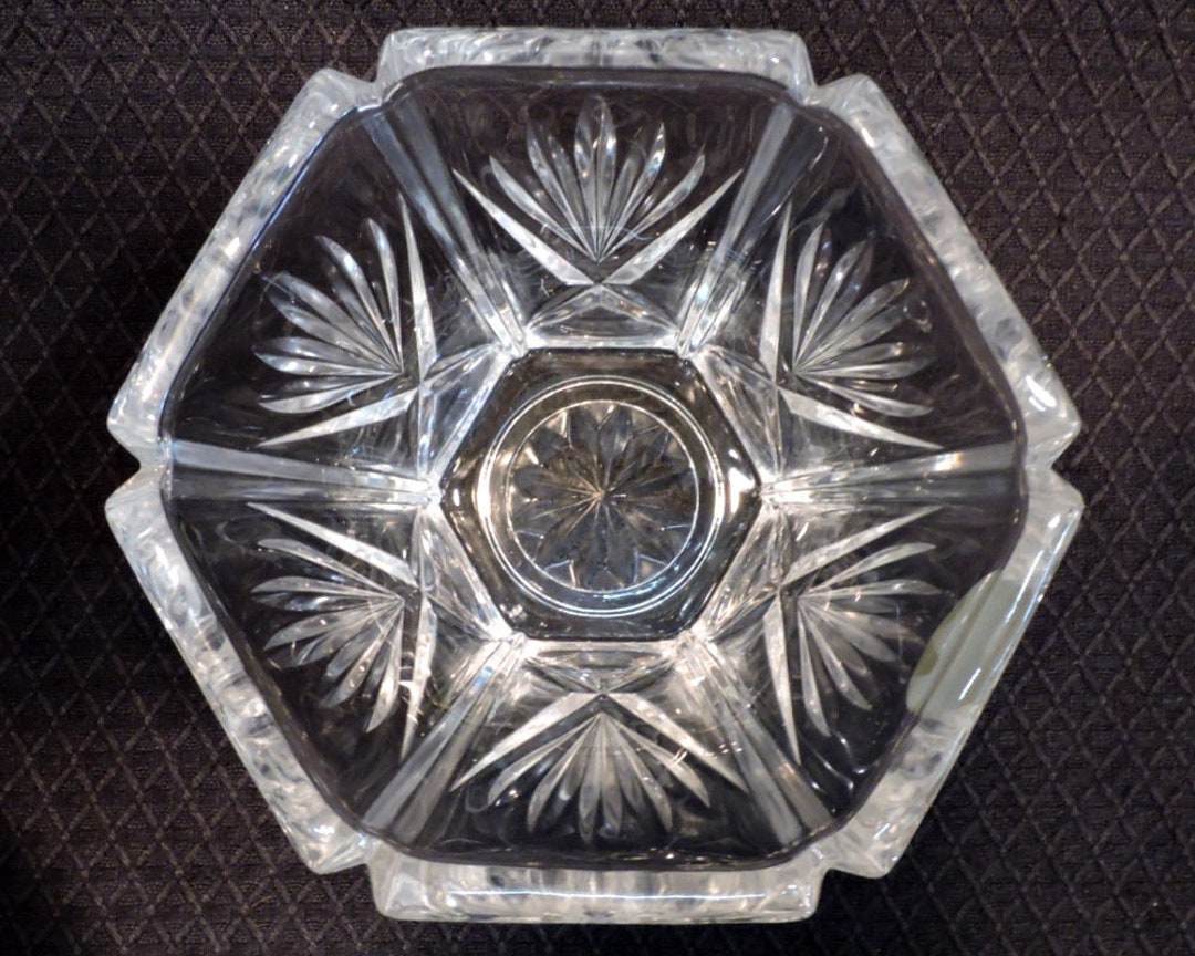 Vintage Clear GORHAM CRYSTAL BOWL Hexagonal Paneled Pattern GOR17 With ...