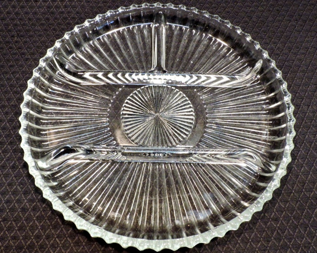 Vintage Indiana Glass 260 Ribbed Design Clear 10 Round 4 Part Celery ...