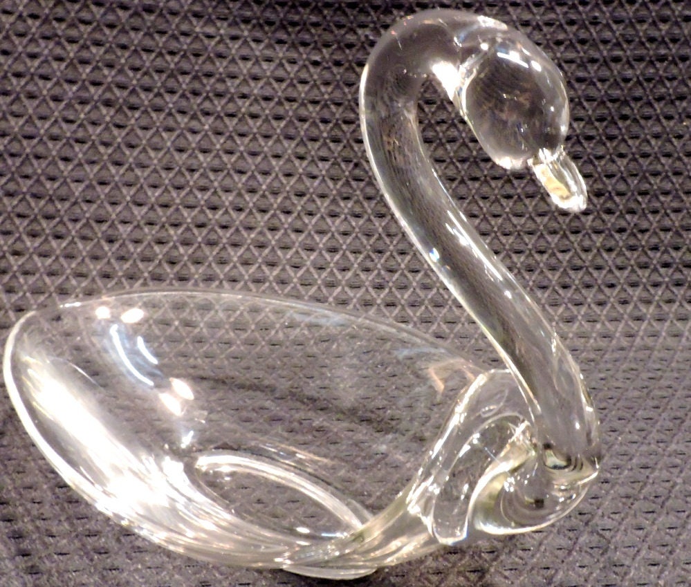 Vintage 1940's Art Glass Duncan & Miller Glass Swan Bowl, Featuring ...