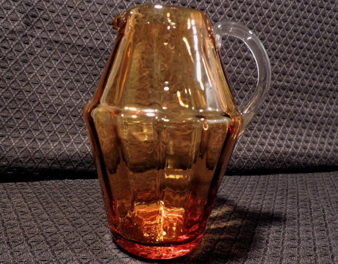 Vintage Amber Hand Blown Glass Panel Optic Creamer With Clear - Etsy