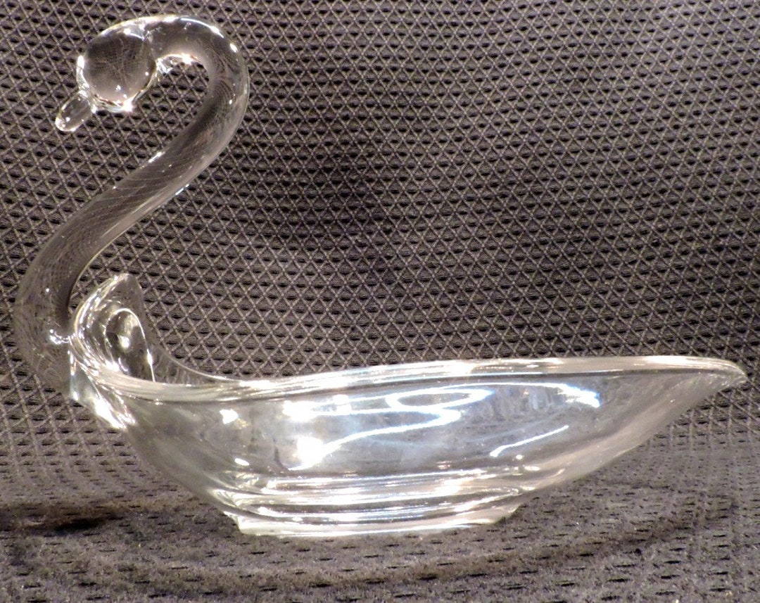 Vintage 1940's Art Glass Duncan & Miller Glass Swan Bowl, Featuring ...
