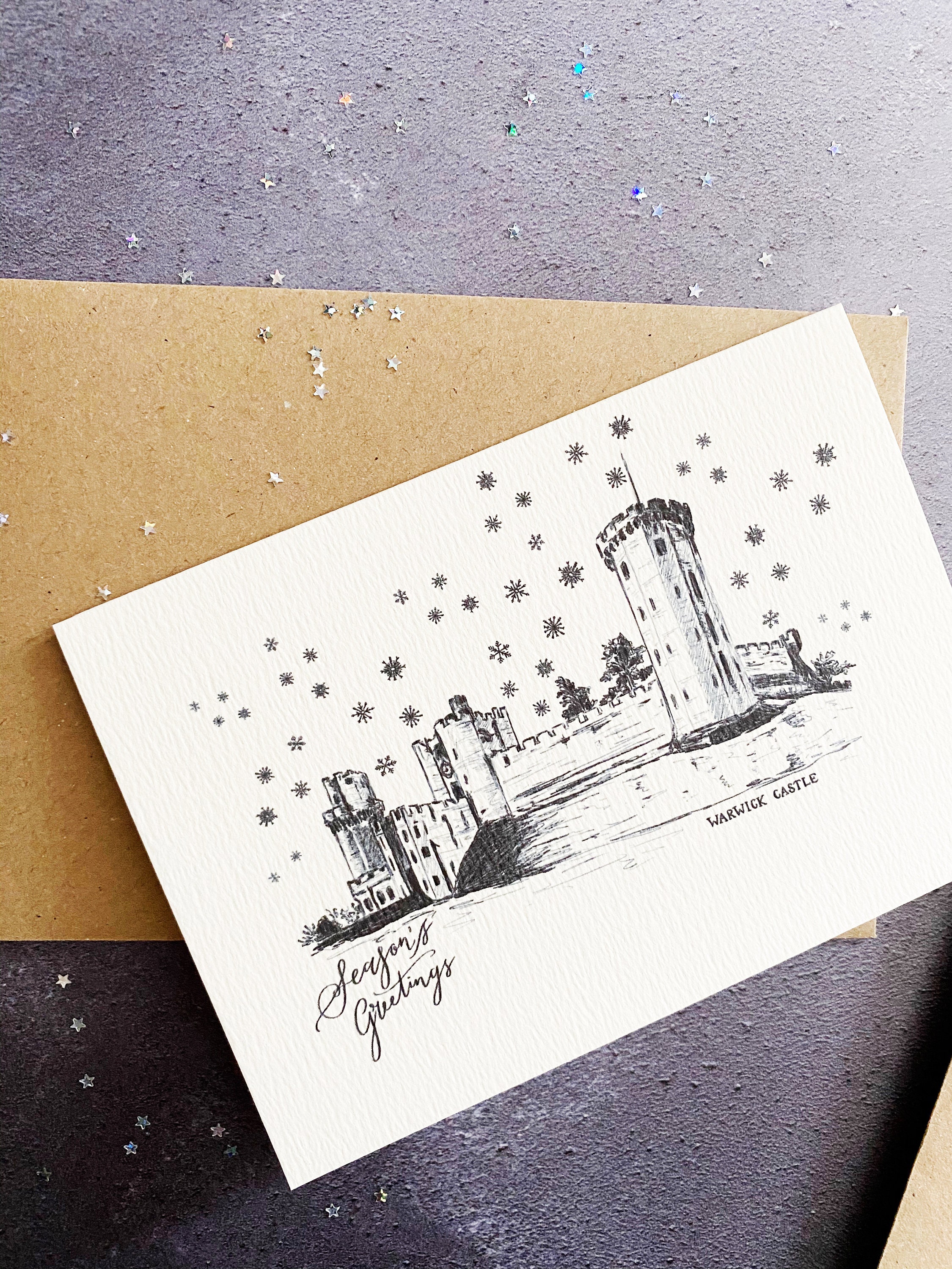 Warwick Castle Christmas Card // Warwick Castle Xmas Illustration ...