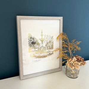 The Hitchman Fountain Leamington Spa // A4 Foiled Fountain Print ...