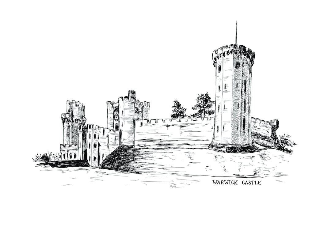 Warwick Castle Illustration // A4 Warwick Castle Foil Print ...