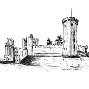Warwick Castle Illustration // A4 Warwick Castle Foil Print ...