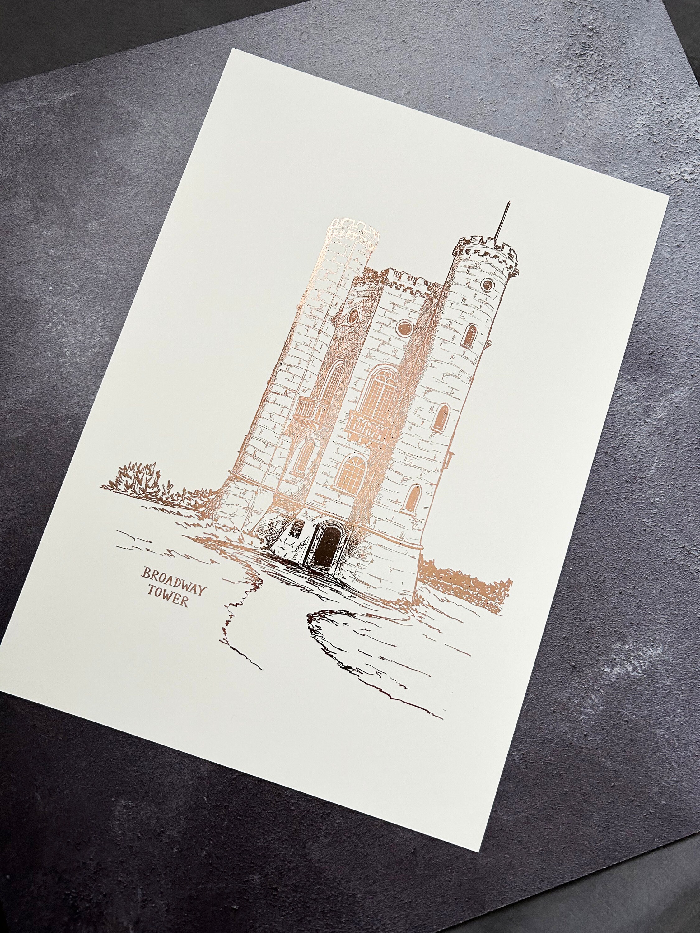 Broadway Tower A4 Print // Broadway Art // Broadway Tower Illustration ...