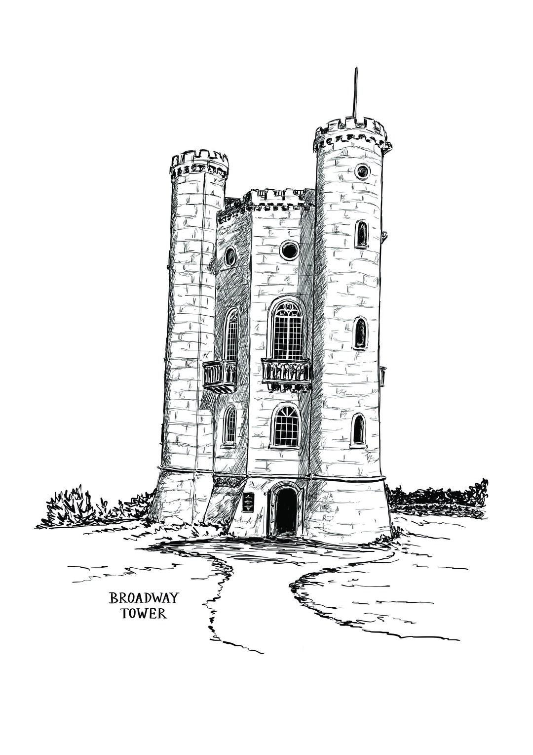 Broadway Tower A4 Print // Broadway Art // Broadway Tower Illustration ...