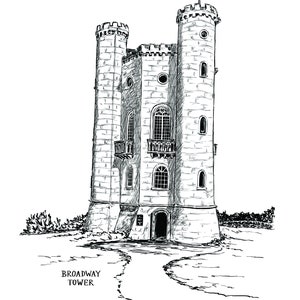 Broadway Tower A4 Print // Broadway Art // Broadway Tower Illustration ...