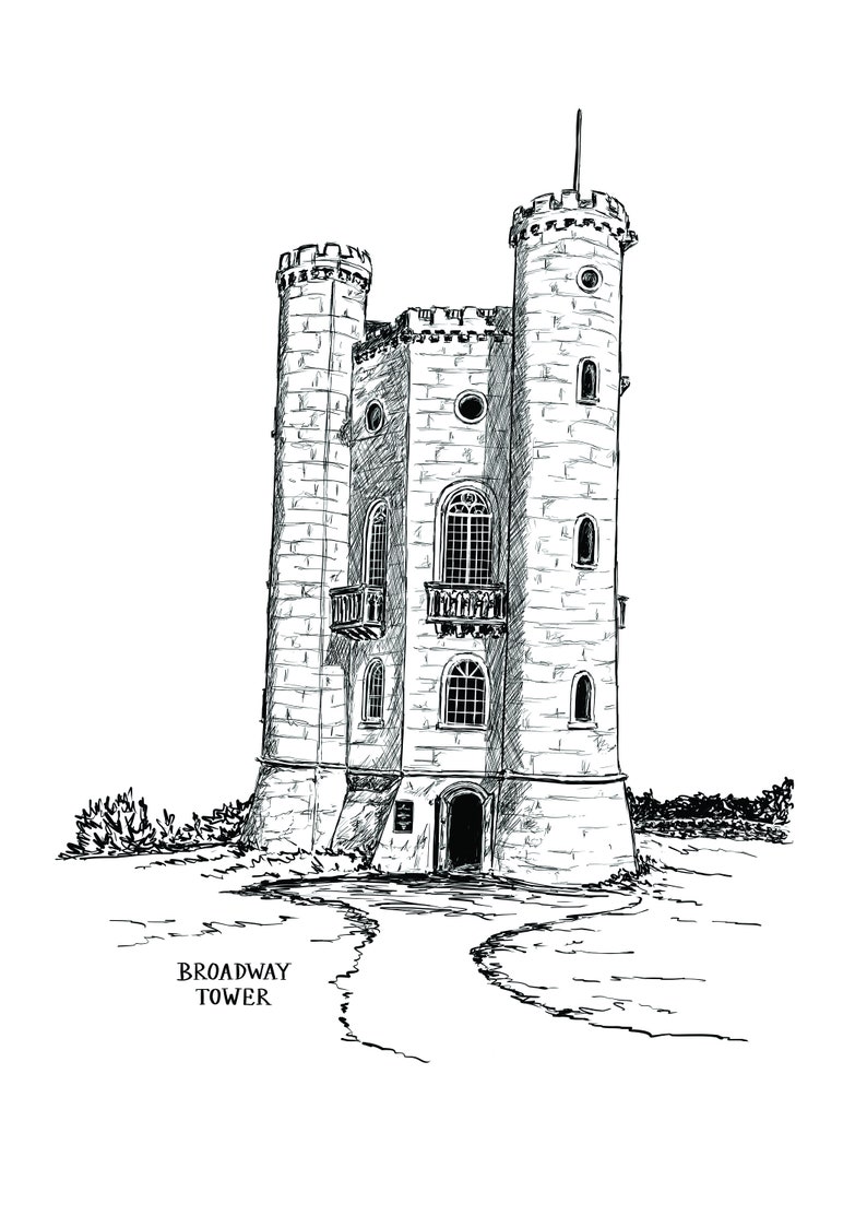 Broadway Tower A4 Print // Broadway Art // Broadway Tower Illustration ...