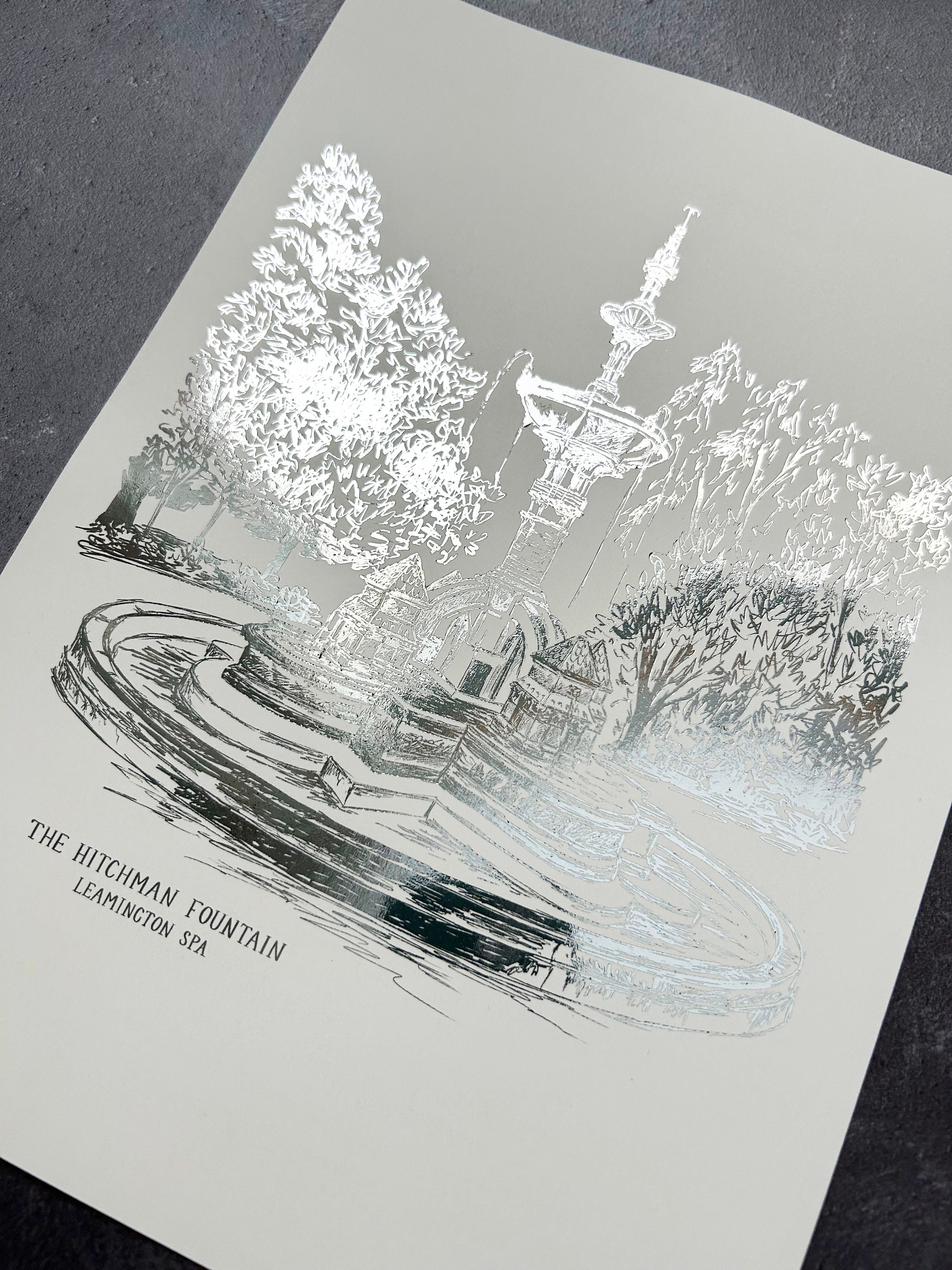 The Hitchman Fountain Leamington Spa // A4 Foiled Fountain Print ...