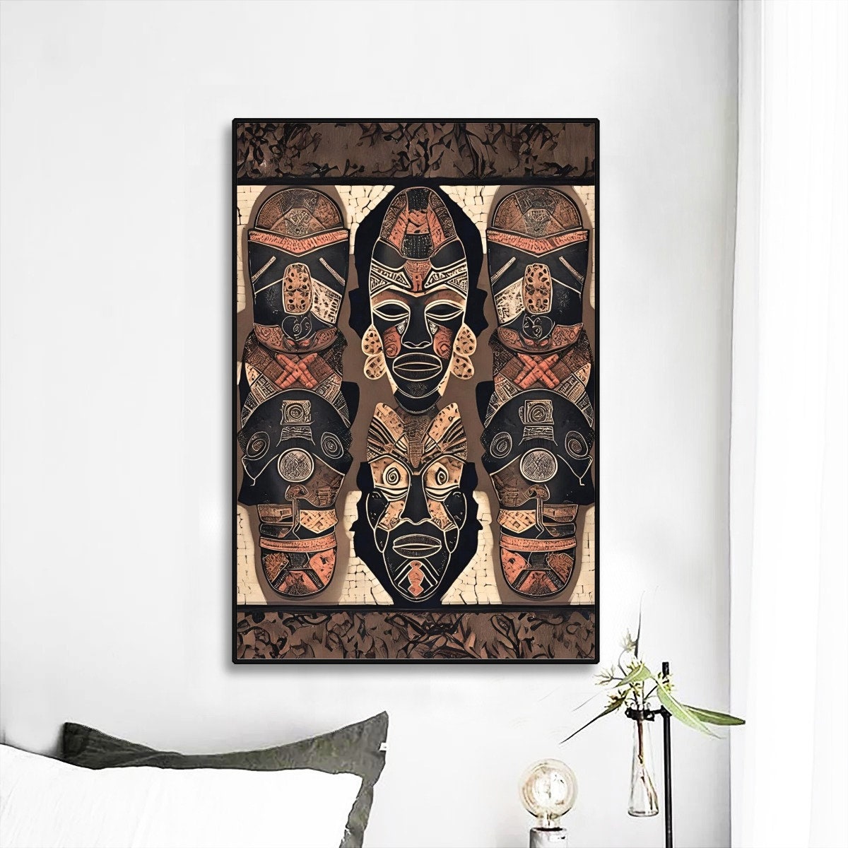 Set of 3 Tribal African Masks Digital Prints of Modern Art for Posters ...