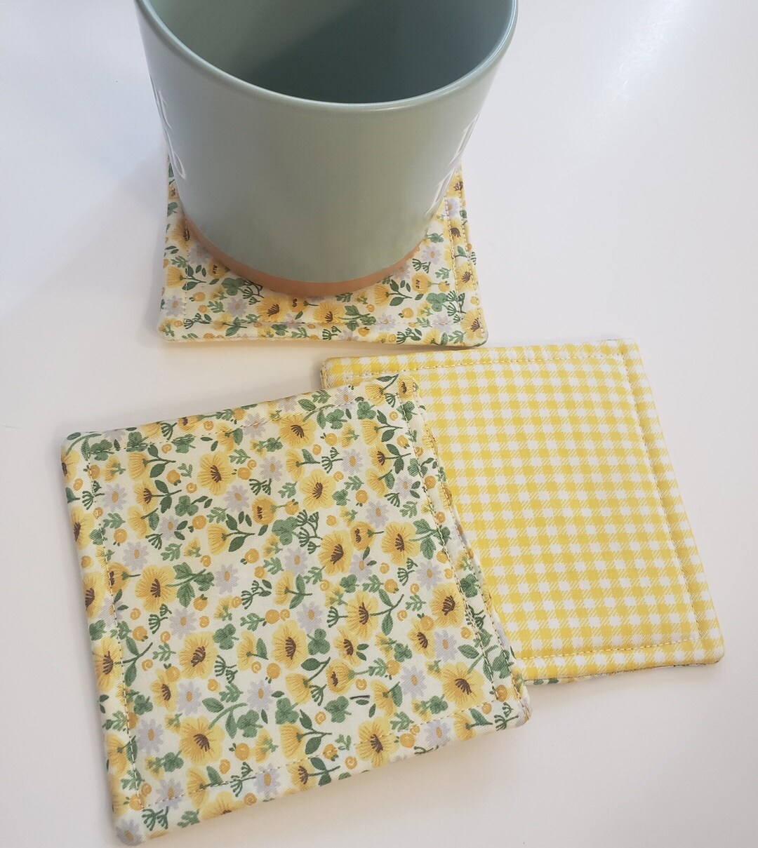 Double Sided Cotton Fabric Coaster. Cute Fabric Coaster Handmade ...