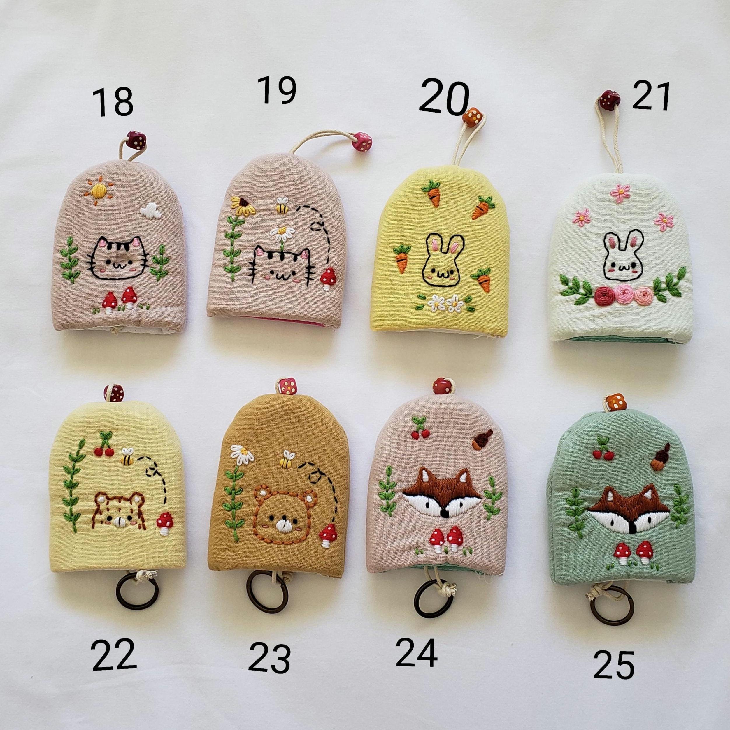 Hand Embroidery Key Cover. Cute Handmade Embroidery Key Case. Pull-out ...