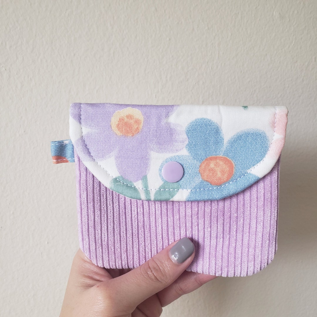 Mini Handmade Two Tone Snap Purse Card Wallet Pouch Cotton Corduroy Cute Gift Credit Card Holder ...