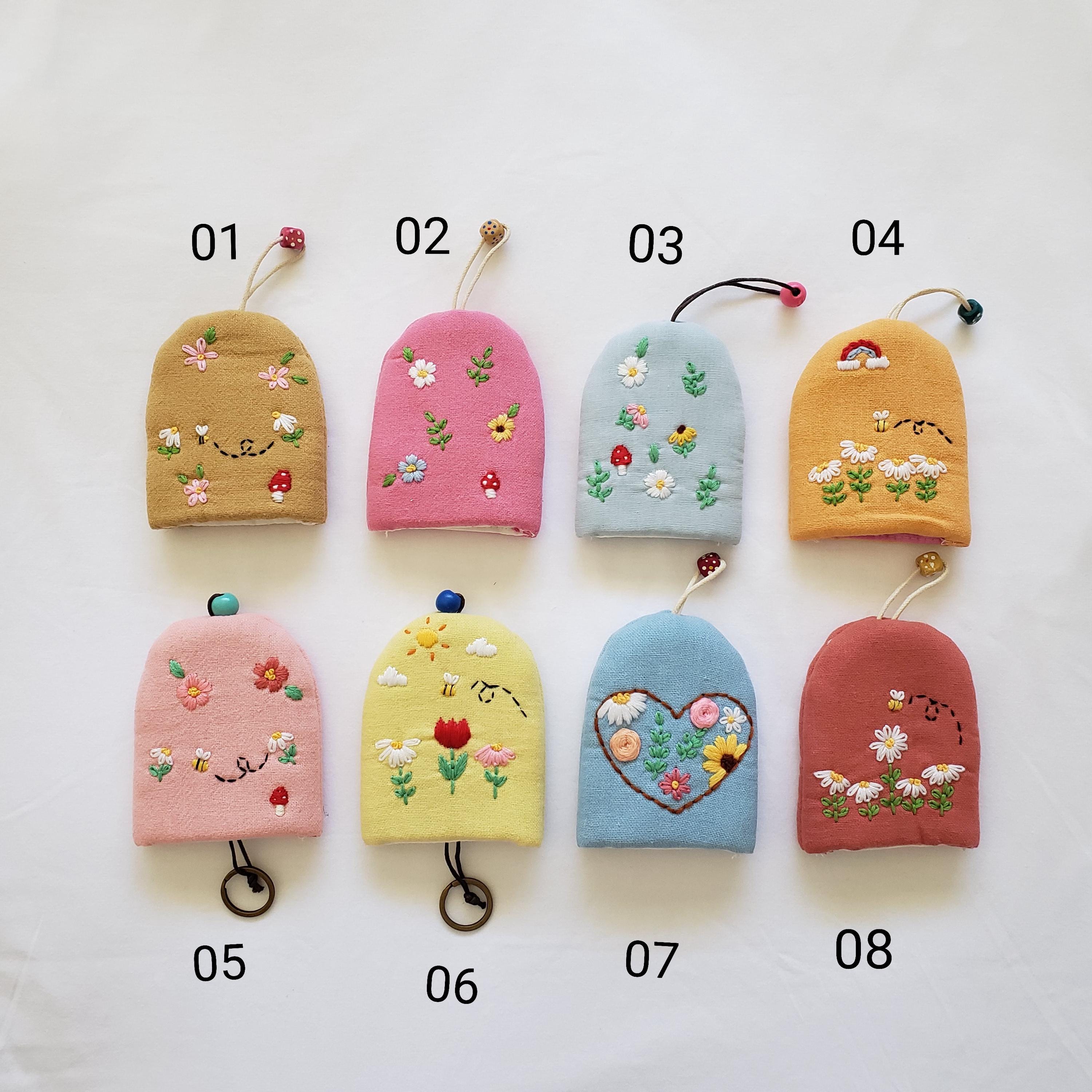 Hand Embroidery Key Cover. Cute Handmade Embroidery Key Case. Pull-out ...