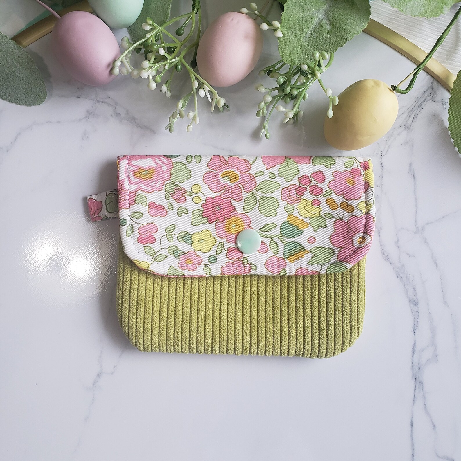 Mini Flower Handmade Two Tone Snap Purse Card Wallet Pouch Cotton ...
