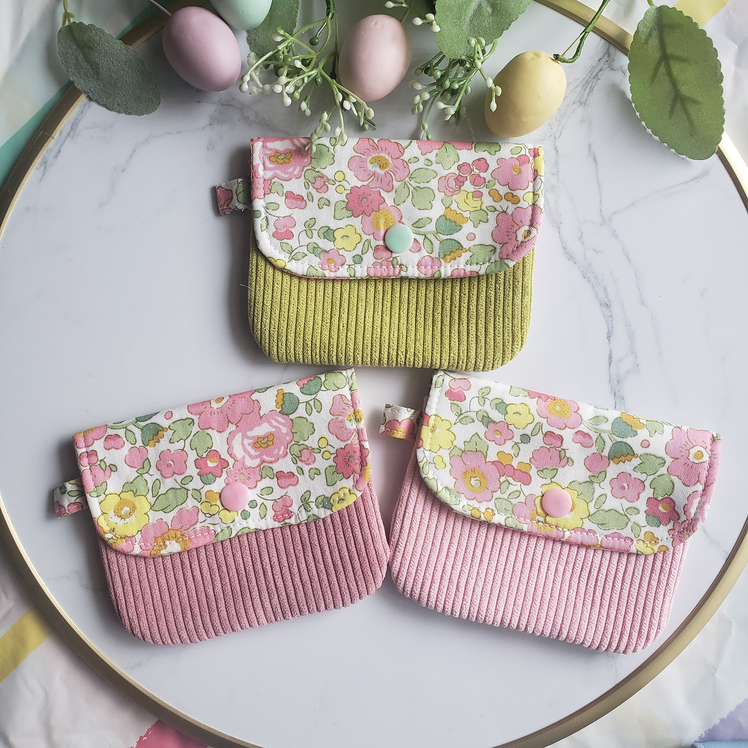 Mini Flower Handmade Two Tone Snap Purse Card Wallet Pouch Cotton ...