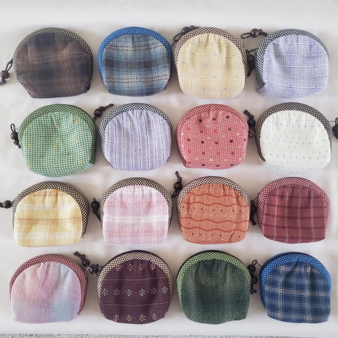 Small Coin Purse Handmade Fabric Pouch Travel Wallet Zipper Change ...
