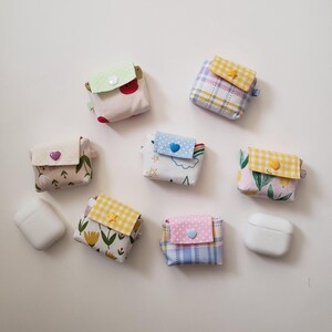 Handmade Cotton Fabric Airpods Pouch: Snap Closure Mini Earbuds Case - Etsy