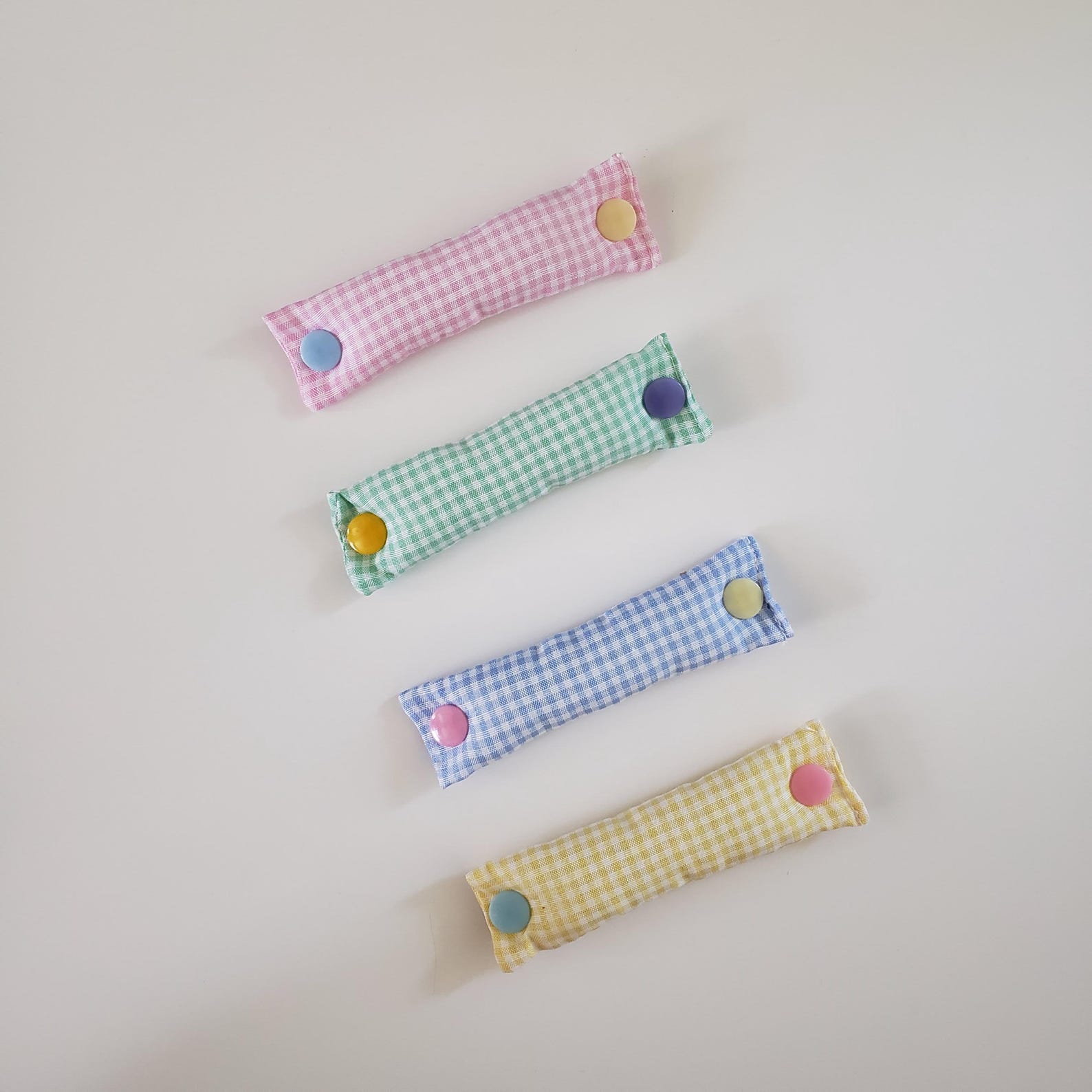 Gingham Fabric Cable Organizer: Handmade Cord Wraps, Snap Closure - Etsy