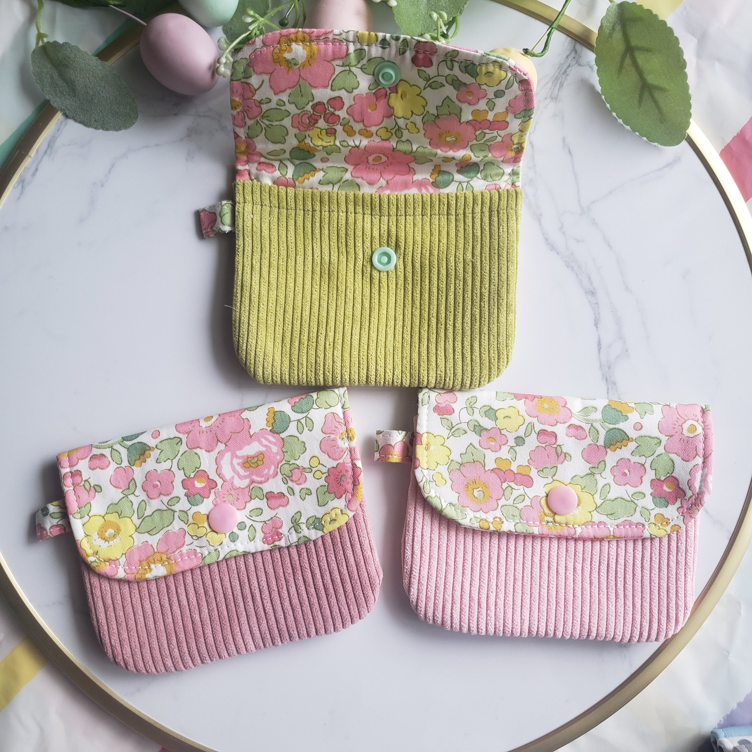 Mini Flower Handmade Two Tone Snap Purse Card Wallet Pouch Cotton ...