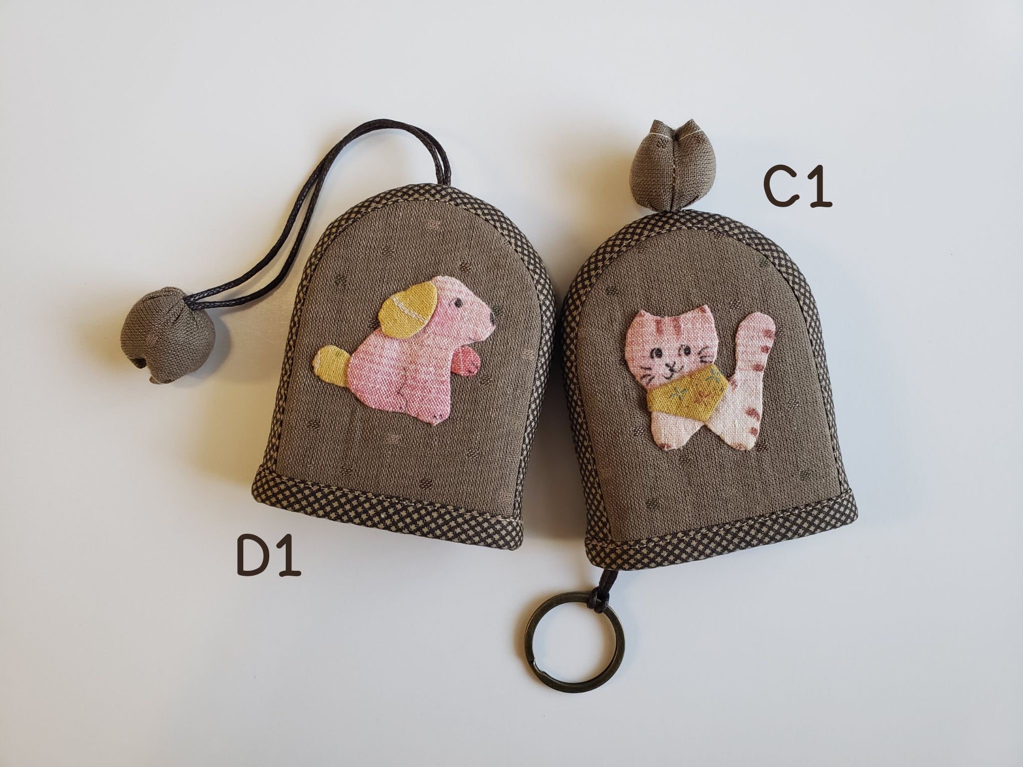 Appliqued Cat Dog Handmade Key Cover With Tulip Charm Japanese Style ...