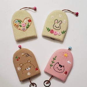 Hand Embroidery Key Cover. Cute Handmade Embroidery Key Case. Pull-out ...