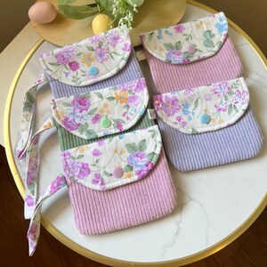 Purple Flower With Mini Wallet Snap Purse Handmade Two Tone Pouch ...