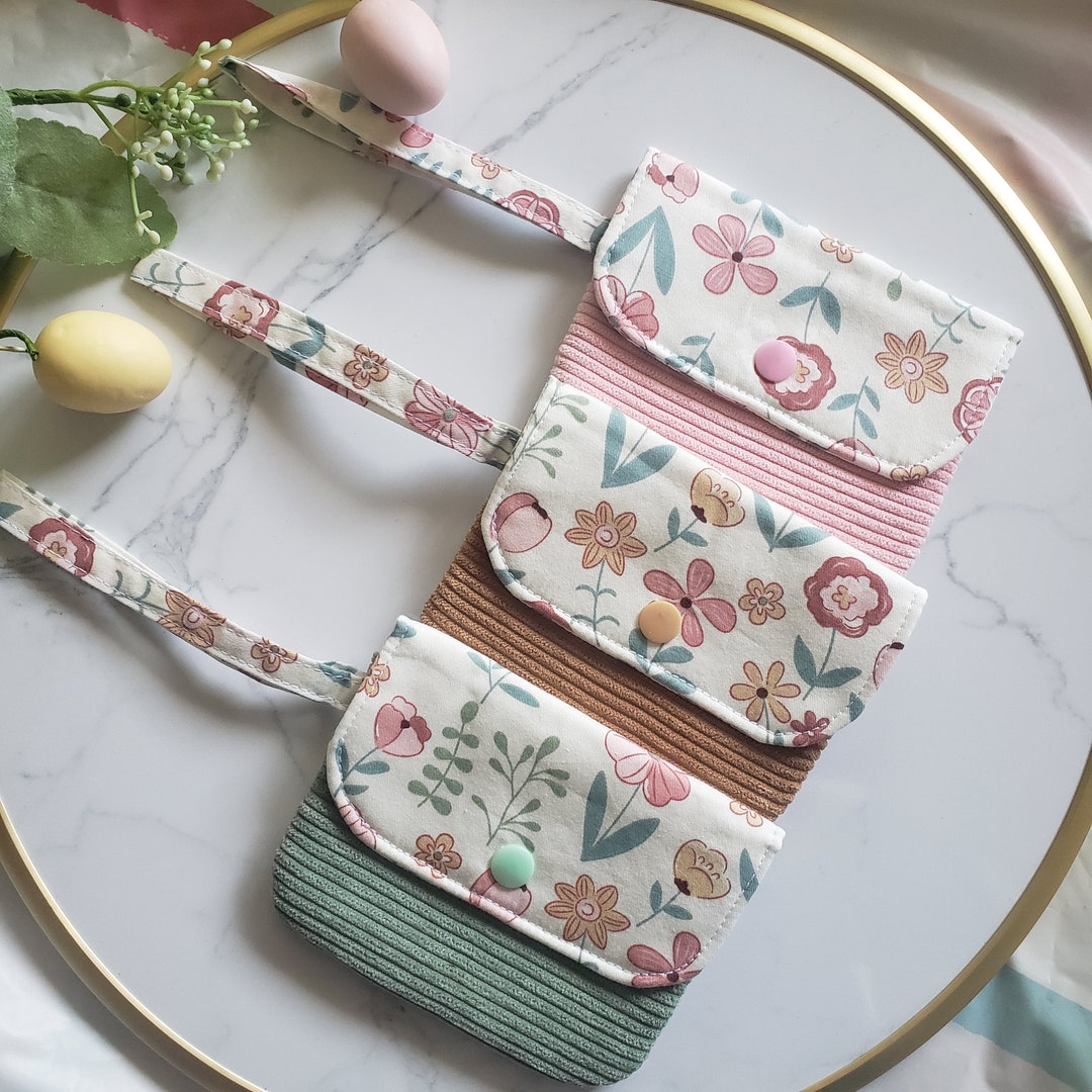 Handmade Floral Corduroy Wristlet Wallet: Two-tone Snap Purse - Etsy