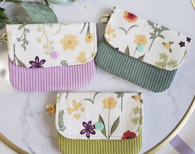 Mini Two Tone Snap Purse Card Wallet Pouch Cotton Corduroy Cute Gift ...