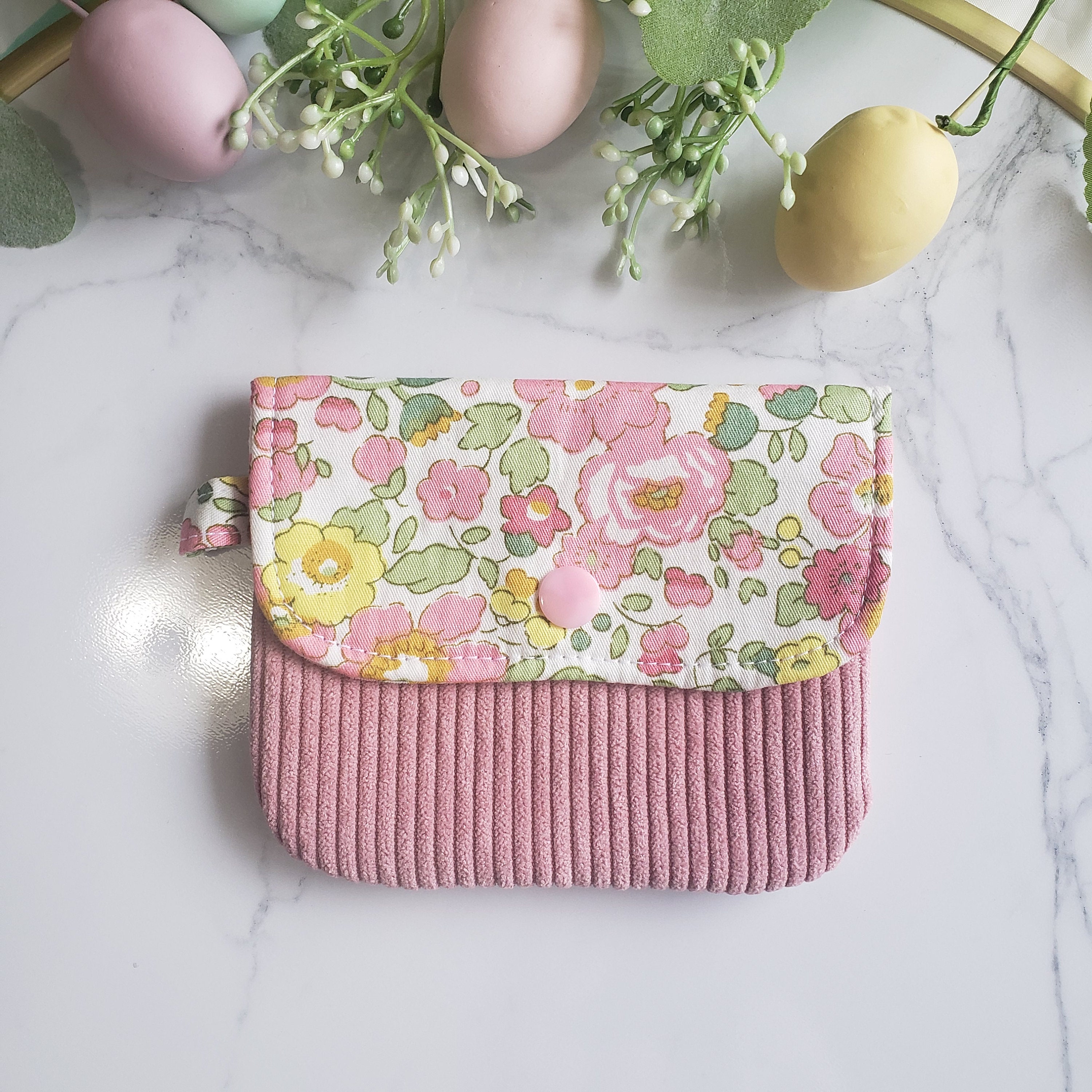 Mini Flower Handmade Two Tone Snap Purse Card Wallet Pouch Cotton ...