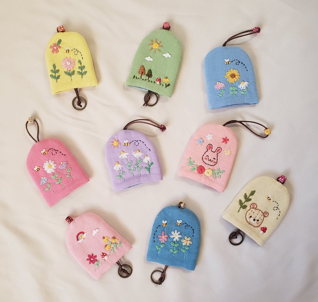Hand Embroidery Key Cover. Cute Handmade Embroidery Key Case. Pull-out ...