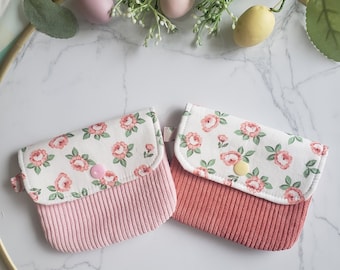 Mini Two Tone Snap Purse Card Wallet Pouch Cotton Corduroy Cute Gift ...